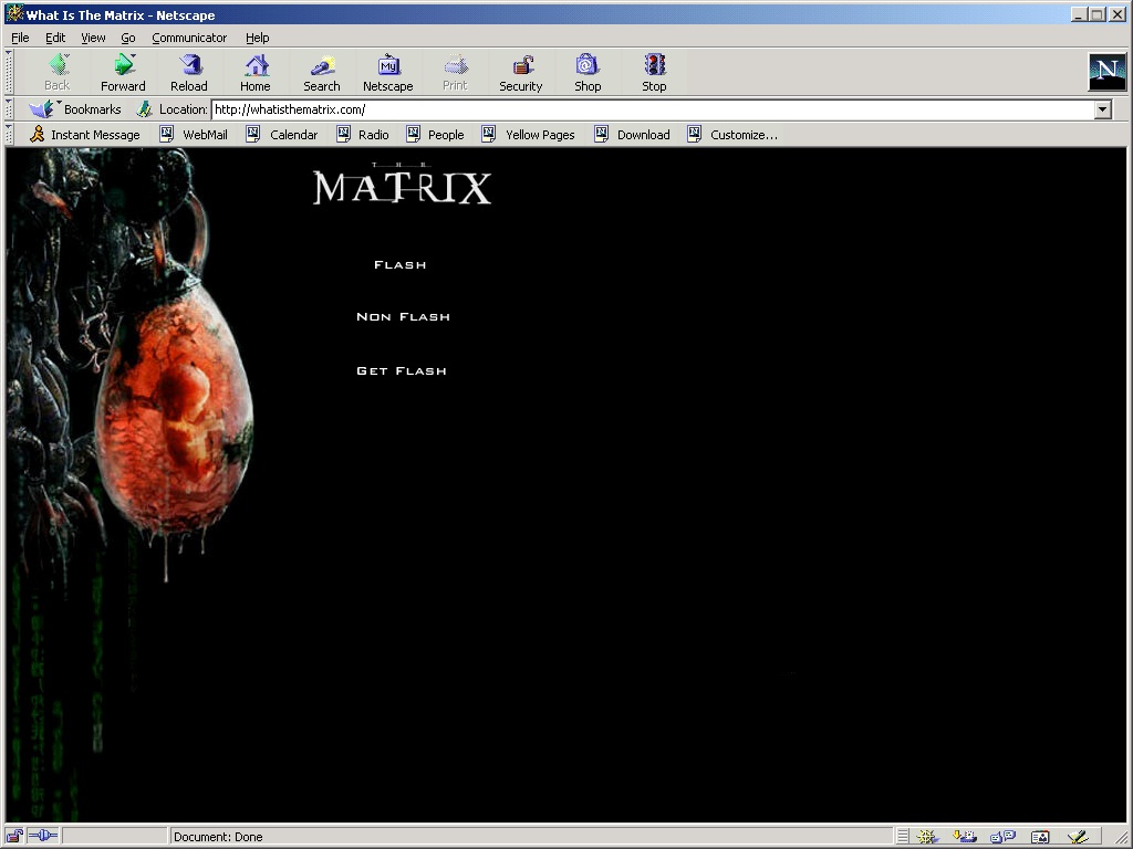 The Matrix official movie website, 1999 – Cultural History of the Internet